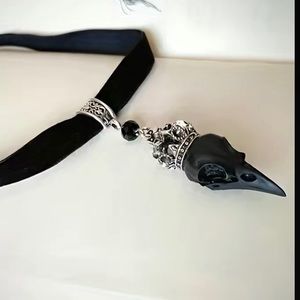 Accessories | Dark Gothic Choker Black Velvet Ribbon Raven Skull ...